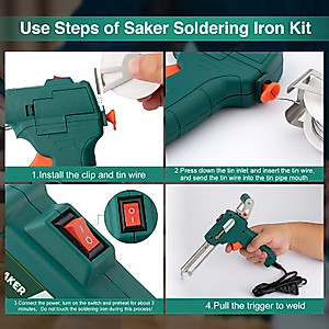 Saker Soldering Iron Kit,60W 110V Corded Electric Welding Gun with Welding Wire,One-handed Operation for Soldering Circuit Boards,Electrical Maintenance,Computers and DIY
