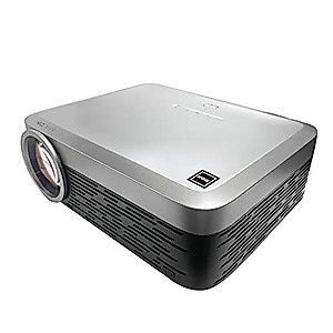 RCA RPJ138 Roku Smart Android Home Projector with Wi-Fi, Built in DVD Player, HD, LED, with RCA Stereo Audio Output, Grey