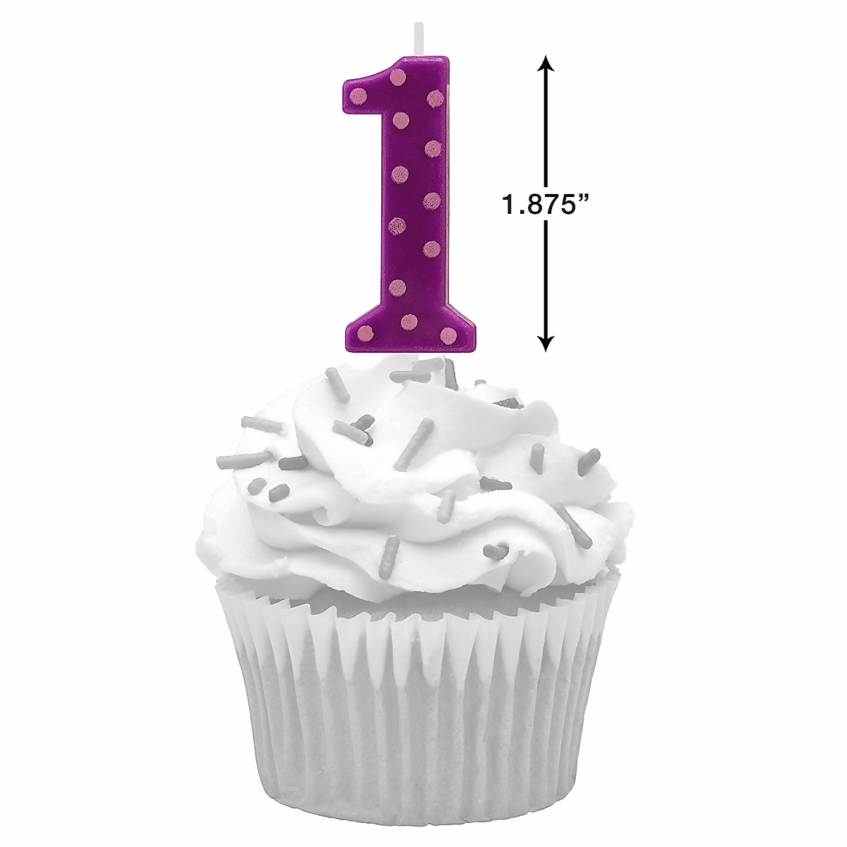 Papyrus Number 1 Birthday Candle, Purple Polka Dots (1-Count)