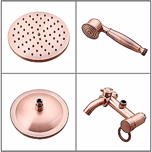 Exposed Shower System with 8 inch Rainfall Shower Head 3 Function Bathroom Shower Faucet Set Wall Mounted Copper Shower Fixture with Handheld Shower Head and Antique Brass Shower Mixer Valve