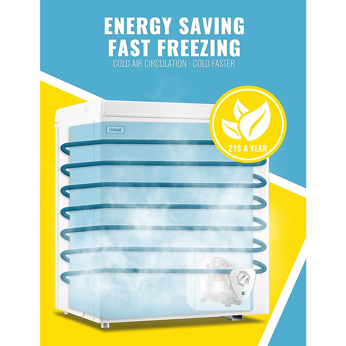 5.0 Cubic Feet Chest Freezer Small Deep Freezers with Removable Storage Basket Free Standing Top Door Compact Freezer 7 Gears Temperature Control for Office Dorm Apartment