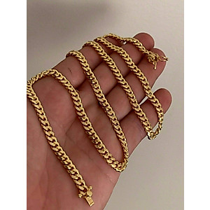 HarlemBling Miami Cuban Link Chain Or Bracelet - 14k Gold Plated Real Solid 925 Silver Necklace - Box Lock Cuban Link 4-10.5mm - Italy (26, 5mm Wide)