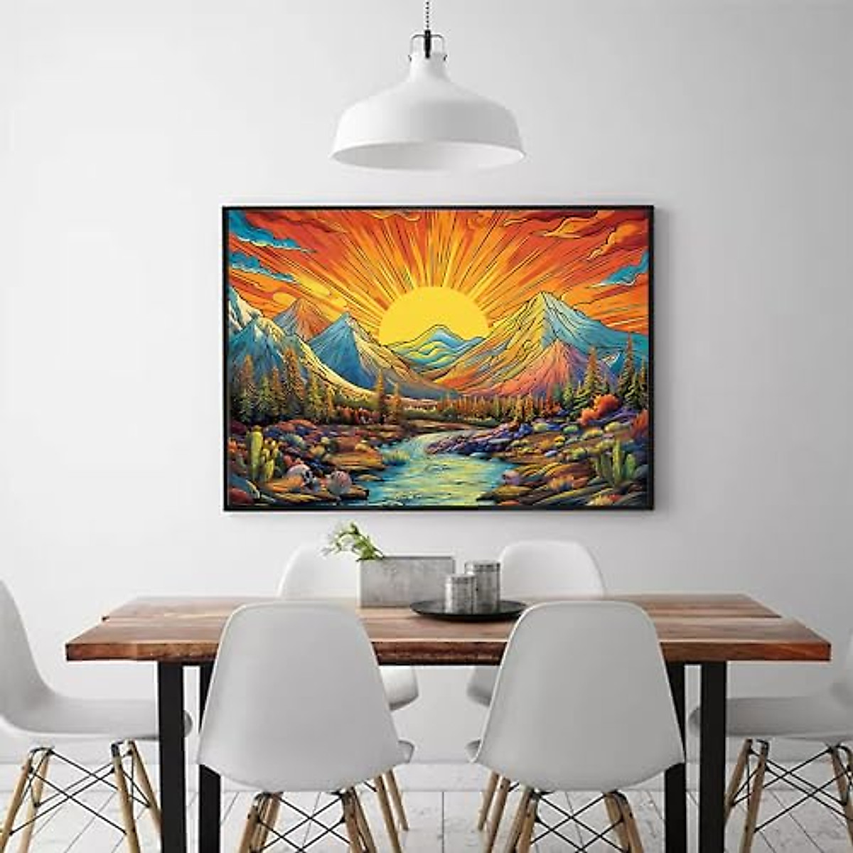 AIBOERL 5D Diamond Painting Kits for Adults, Sunrise DIY Diamond Art Forest Mountain River Round Full Drill Crystal Rhinestone Embroidery Pictures Crafts for Home Wall Decor (15.8 * 11.8 inch)