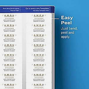 Avery Printable Return Address Labels with Sure Feed, 2/3" x 1-3/4", Matte Clear, 600 Blank Mailing Labels (18695)