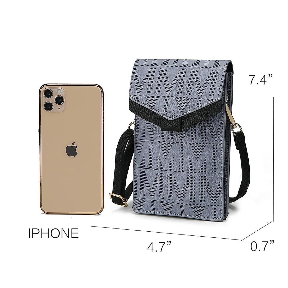 MKF Small Crossbody Cell Phone Purse Wallet for Women – PU Leather Cellphone Bag – Case with Shoulder Strap Beige