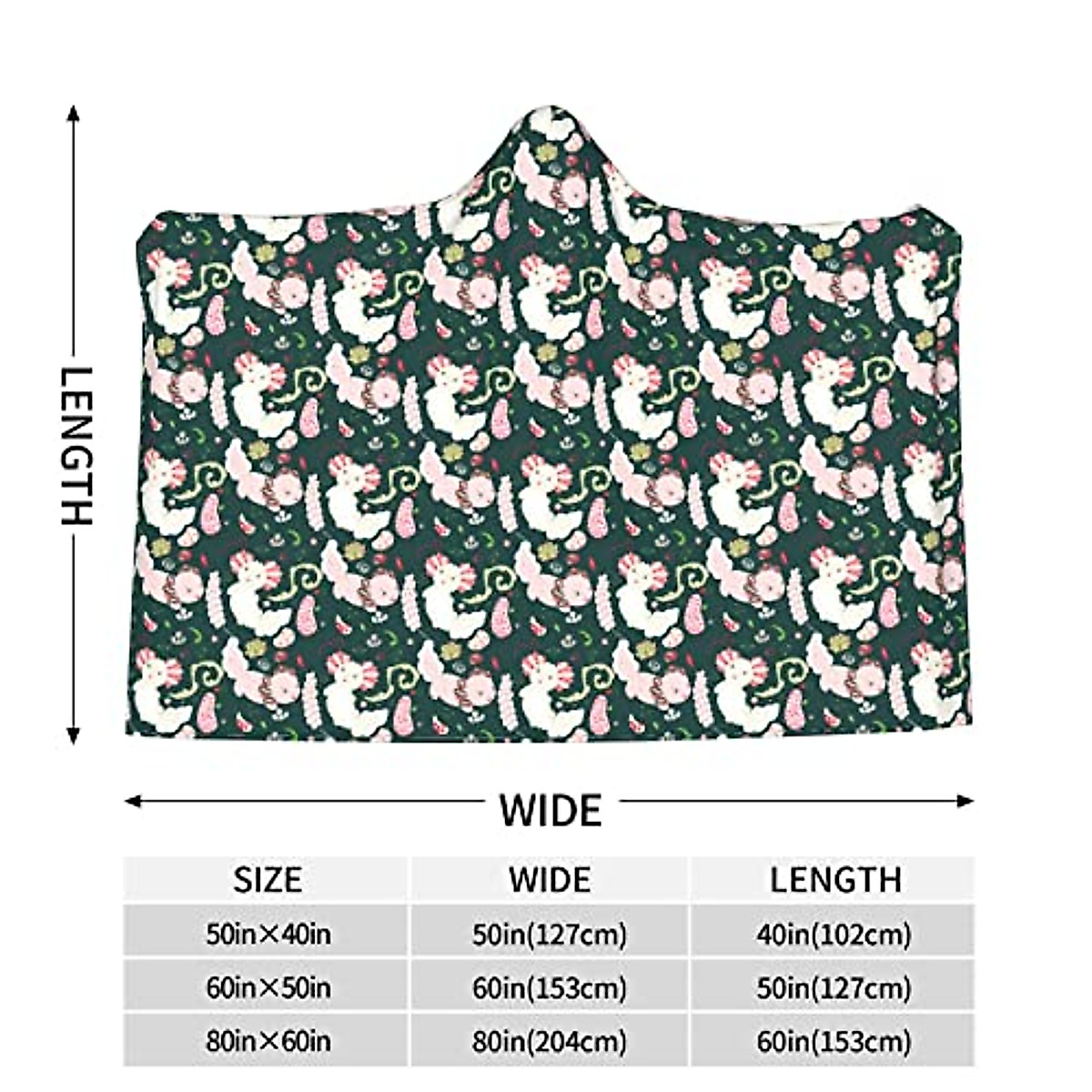 Cute Summer Kawaii Axolotl Hooded Blanket Fleece Throw Blanket Wrap Soft Warm Oversized Wearable Blanket for Women & Men