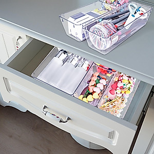 Zuihug 4 PCS Clear Plastic Drawer Organizer, Desk Drawer Divider Organizers and Storage Bins for Makeup, Jewelry, Gadgets for Kitchen, Bedroom, Bathroom, Office (9.0"x3.0"x2.2")