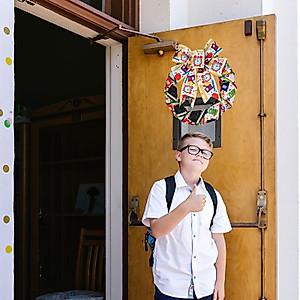 Honic 8 Rolls 32 Yards Back to School Wired Edge Ribbons, School Themed Fabric Ribbon, Apple Book Pencil Ruler Blackboard Pattern Decorative Ribbon for Bow Wreath Sewing Gift Wrappinf DIY Crafts