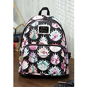 Loungefly Disney Villains Pastel Flames All Over Print Womens Double Strap Shoulder Bag Purse