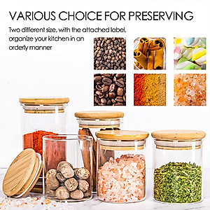 YANGNAY 20 Pack Glass Jars with Bamboo Lids, Spice Tea Herb Storage Containers, Stackable, 2 Size (6 oz, 8 oz)