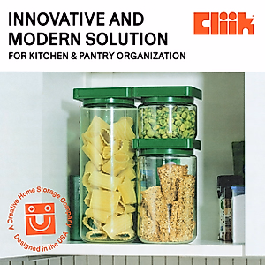 Cliik 3-Pack Magnetic Stackable Kitchen Containers, Jars for Organization and Storage, Kitchen Storage & Pantry Organizer with Lid, Shatterproof, Leakproof & Airtight