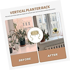 Yardwe Steel Heavy Trivet Art Stands Storage Outdoor Flowerpot Pot Bonsai Retro Flower Gold Metal Pots Shelf and Inch Base Supports Garden Round X Iron Containers Support Golden Planter