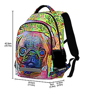 ALAZA Pug Dog Puppy Print Modern Art Backpack Purse for Women Men Personalized Laptop Notebook Tablet School Bag Stylish Casual Daypack, 13 14 15.6 inch