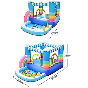 Children's Inflatable Castle,Rainbow Trampoline Indoor Small Castle Children's Playground Kindergarten Indoor and Outdoor Toy Playground,Colors,290 200 250cm