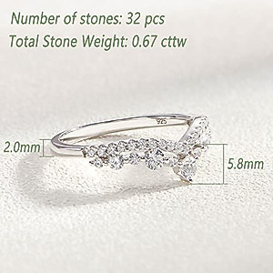 Wuziwen Vintage Crown Eternity Ring Wedding Bands for Women 925 Sterling Silver Cubic Zirconia Sz 9.25