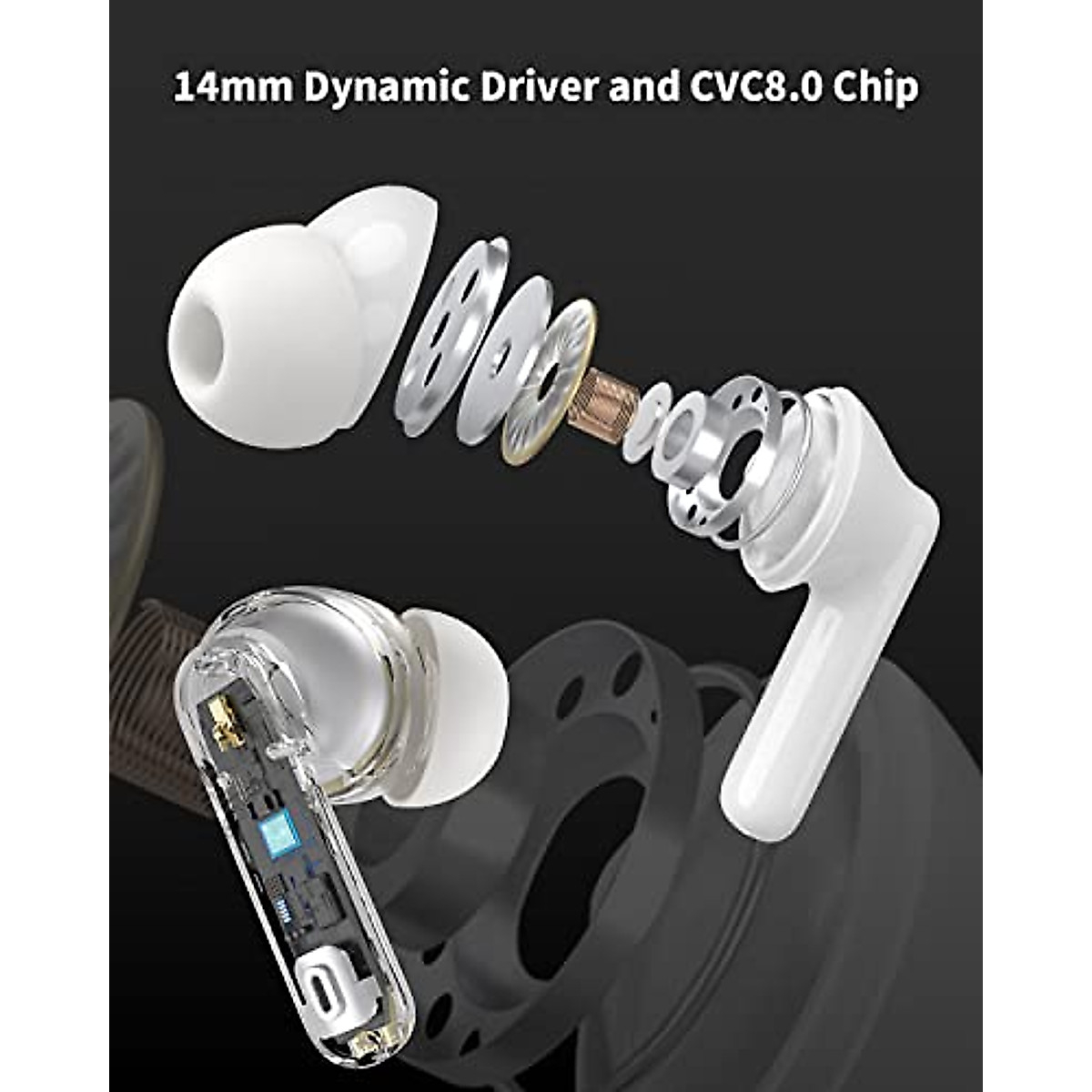 IPXOZO Wireless Earbuds, Bluetooth 5.3 Headphones in-Ear, ENC and ANC Modec, 50 Hrs Earphones with ENC Noise Cancelling Mic, IP7 Waterproof Sport Ear Buds, 30H Deep Bass