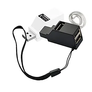 Faoyliye USB 2.0 Splitter,[2 Pack ] 3-Port USB 2.0 Hub High Speed Splitter, USB Splitter Adapter Portable for PC, Laptop -White Black