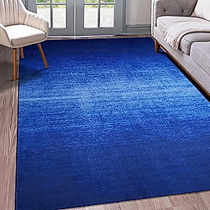 ROYHOME Modern Area Rugs Machine Washable Area Rug for Living Room Non-Shedding Stain Resistant Area Rug Ombre Non Slip Area Rug for Bedroom Dining Room Home Office, 8' x 10' Blue