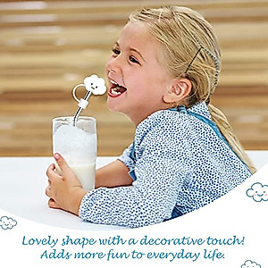 10 Pcs Cloud Shape Straw Covers, Straw Tips Cover Reusable Cloud Shape Straw Protector Straw Covers Cap Straw Protectors Cap Silicone Straw Cover for 6-8 mm Straws, White