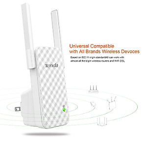 Tenda N300 WiFi Extender(A9), WiFi Extenders Signal Booster for Home, Single Band WiFi Range Extender, Internet Booster, Wall Plug Design, 2.4Ghz Only