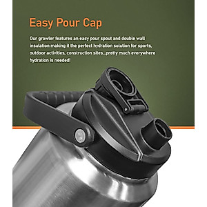 Rangland Insulated 1 Gallon Water Bottle with Sleeve - Stainless Steel Wide Mouth Growler with Tactical Carrying Bag - Insulation for Hot/Cold Drinks (128oz)