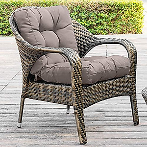 QILLOWAY Outdoor Seat/Back Chair Cushion Tufted Pillow, Spring/Summer Seasonal All Weather Replacement Cushions. (TAN/Grey)