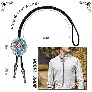 IRONBOX 5Pcs Bolo Tie for Men Handmade Western Cowboy Leather Necktie Totem Element Halloween Costume Accessories