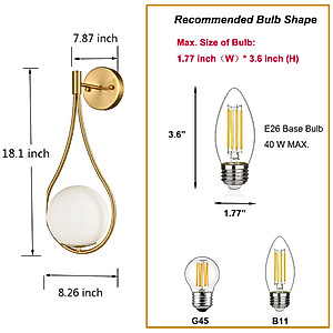 HOLKIRT Mid-Century Modern Wall Sconces Bathroom Globe Vanity Light Fixture Brass Set of 2