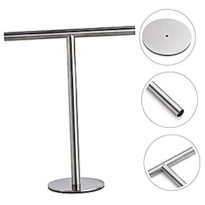 Zerodeko Stainless Steel Towel Bar Towel Hooks Washcloths Hand Towel Stand T-Shape Towel Rack Countertop Towel Stand Watch Rack Standing Towel Storage Holder Balanced Base Towel Holder Pole
