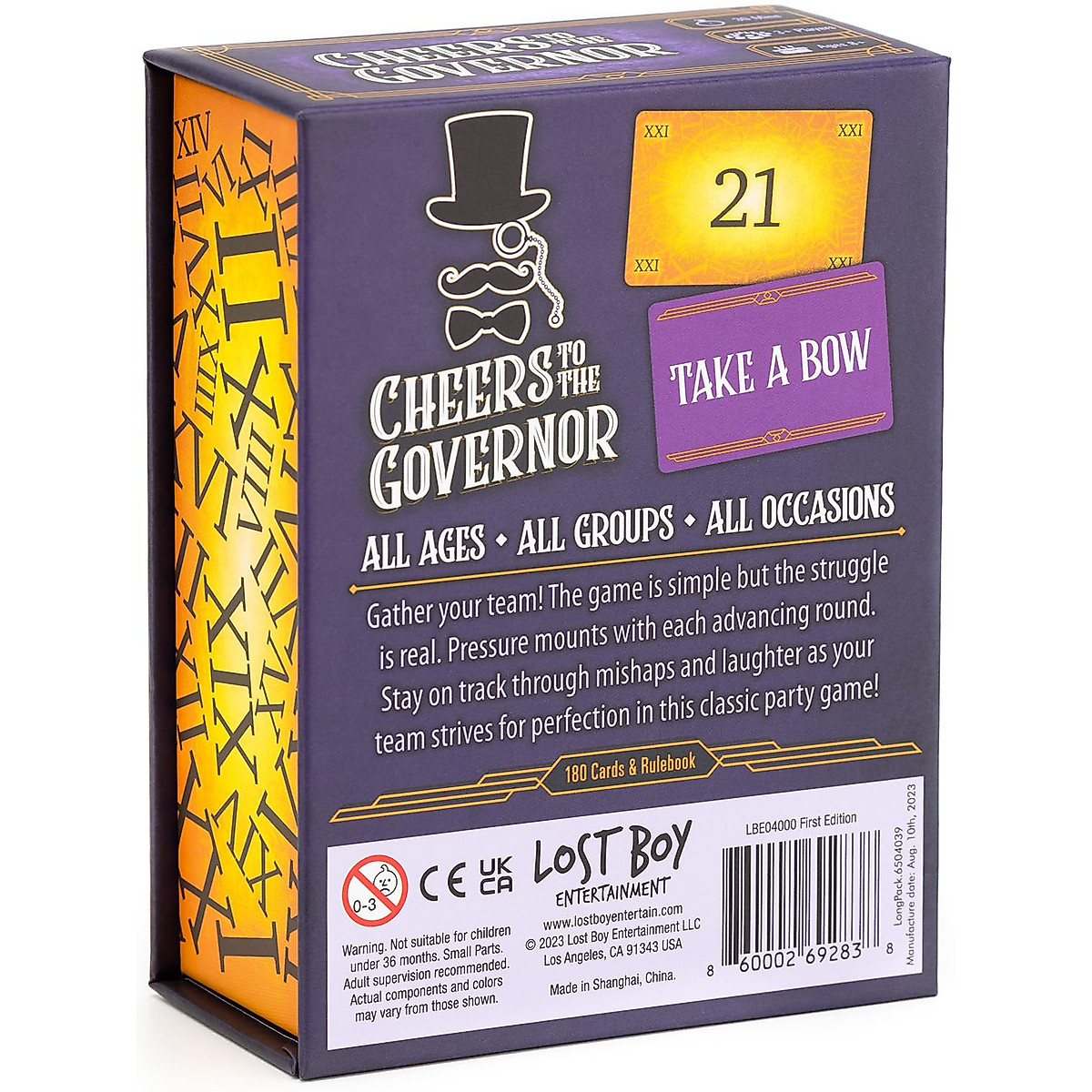 Lost Boy Entertainment Cheers to The Governor - Card Games - Party Games - Family Games - for Kids 8 and Up - Games for Adults - Family Game Night - Travel Games