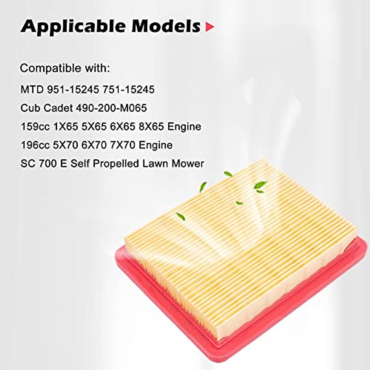 KLWZH 951-15245 Air Filter for MTD 751-15245 Craftsman Cub Cadet 490-200-M065 159cc 1X65 5X65 6X65 8X65 Engines 196cc 5X70 6X70 7X70 SC 700 E Self Propelled Troy-Bilt TB230 Engine Lawn Mower 2PCS