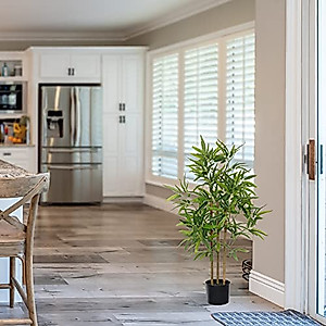 SOFTFLAME 3ft Bamboo Artificial Tree, Faux Bamboo Plant, Artificial Plant with 3 Trunks, Ideal for Home Office Indoor Decoration