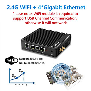 VNOPN Micro Firewall Appliance Intel N3700 Quad Core, Fanless Mini PC 4 Intel 2.5GbE i225 LAN Ports 8GB RAM DDR3 128GB mSATA SSD, Network Gateway Soft Router PC, Support AES NI/WiFi