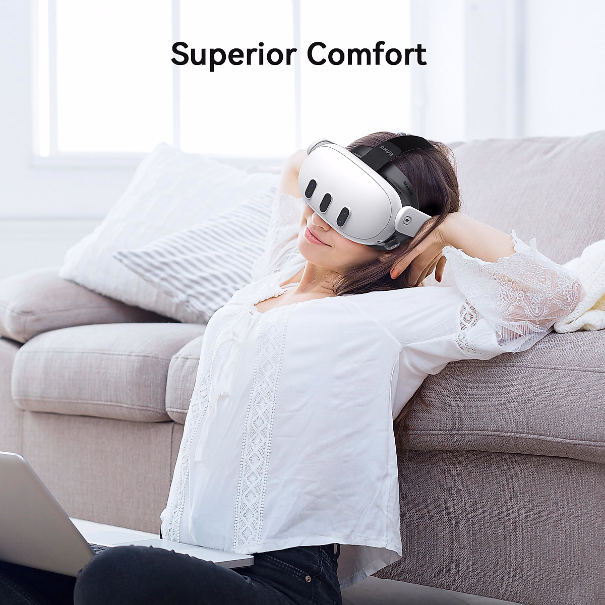 AMVR Upgraded Comfort Face Cover Pad Facial Interface Compatible with Meta/Oculus Quest 3 Accessories, with Knob Adjustable, with PU Face Cushion and Breathable Ice Silk Cotton