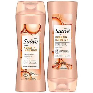 Suave Keratin Shampoo and Conditioner, Keratin Infusion Smoothing System, Suave Shampoo and Conditioner Set - 12.6 Oz Ea (2 Piece Bundle)