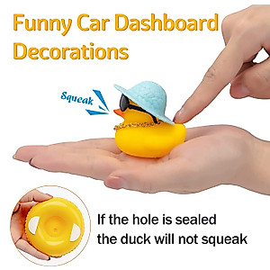 wonuu Car Rubber Duck Car Duck Decoration Dashboard Car Ornament for Car Dashboard Decoration Accessories with Mini Sun Hat Swim Ring Necklace and Sunglasses