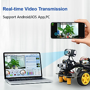 Smart Robot Car Kit for Raspberry Pi 5/3B/3B+/4B,Upgraded AI Visual Color,QR Code,Face Recognition,Line Tracking,Obstacle Avoidance,Electronic DIY Kit for Teens and Adults(Raspberry Pi Not Included)