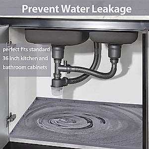 Under Sink Mat, Under Sink Liner 34" x 22" for Kitchen fit 36" Cabinet, under sink mats for kitchen waterproof for Drips Leaks Spills, Kitchen Cabinet Protector Silicone Mat for Under Sink Organizer