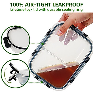 DAS TRUST 10 Pack Glass Meal Prep Containers Bowls Glass Food Storage Containers Glass Food Prep Containers with Lid Meal Prep Lunch Bento Box Reusable Container for Food