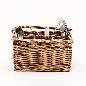 JJSQYLAN Wicker Utensil Caddy Cutlery Holder Flatware Caddy for Kitchen Dining Table, Restaurant, Cabinet, Pantry - Holds Knives, Forks, Silverware, Serving Utensils (wicker-1pcs)