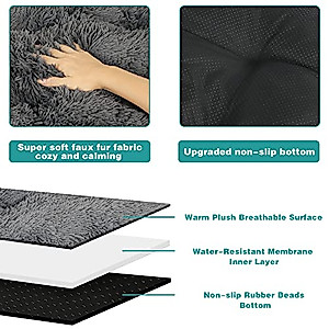 Dog Bed Mat Crate Pad, Dog beds for Large Dogs, Plush Soft Pet Beds, Dog beds & Furniture，Washable Anti-Slip Dog Crate Bed for Large Medium Small Dogs and Cats (29" x 21", Dark Grey)