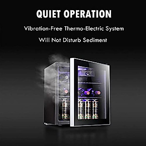 Antarctic Star 12 Bottle 70 Can Wine Cooler/Cabinet Beverage Refrigerator Small Mini Fridge Clear Front Glass Door Counter Top Red Cellar Beer Soda Bar Quiet Compressor Freestanding 1.6 cu.ft Black