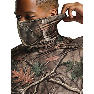 TSLA Men's Thermal Long Sleeve Compression Shirts, Mock/Turtleneck Winter Sports Running Base Layer Top, Heatlock Face Mask Print Hunting Camo, Medium