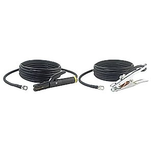 350 Amp Welding Leads Assembly Set - Terminal Lug Connector - 1/0 AWG Cable (25 FEET Each Lead)