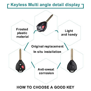 SELEAD Flip Key Fob 3 Buttons Keyless Entry Remote Shell CASE fit for 2007-2015 for Toyota 4Runner RAV4 Yaris Matrix Antitheft Keyless Entry Systems HYQ12BBY-3 2pcs US Stock