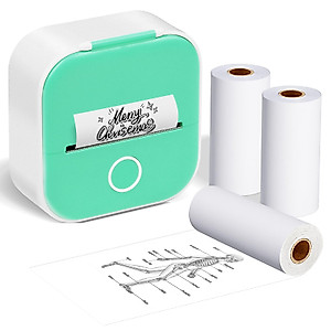 Ponek T02 Bluetooth Thermal Mini Printer Thermal Pocket Printer Paper, White Self-Adhesive Paper Compatible with T02 Bluetooth Mini Sticker Printer, Black On White Paper for Journal Photo, 50m