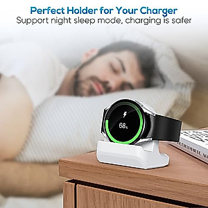 Stand for Samsung Galaxy Watch 7 40,44mm /Watch Ultra/Watch 6 Classic/Watch 5/Watch 5 Pro Charger,Non-Slip Silicone Charger Dock Accessories Support Charging Holder -White, Charger Cable Not Included