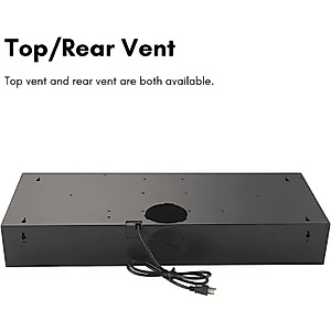 HTH HTHomeprod 36 Inch Under Cabinet Range Hood Stainless Steel Kitchen Stove Vent 3 Speeds Exhaust Fan Black Color