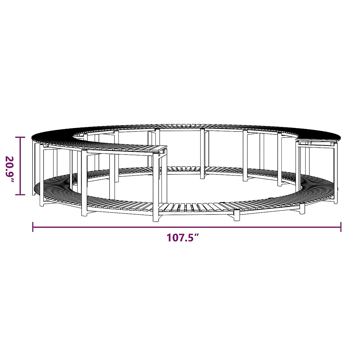 vidaXL Solid Acacia Wood Spa Surround 107.5"x20.9" - Elegant and Durable Outdoor Spa Enclosure with Powder Coated Aluminum Frame and Natural Oil Finish