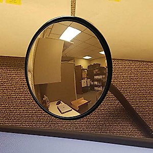 Ampper Glass Clip On Rear View Cubicle Mirror, Flexible Convex Security Mirror for Personal Safety Desk Rearview Monitors or Anywhere (3.75", Round)
